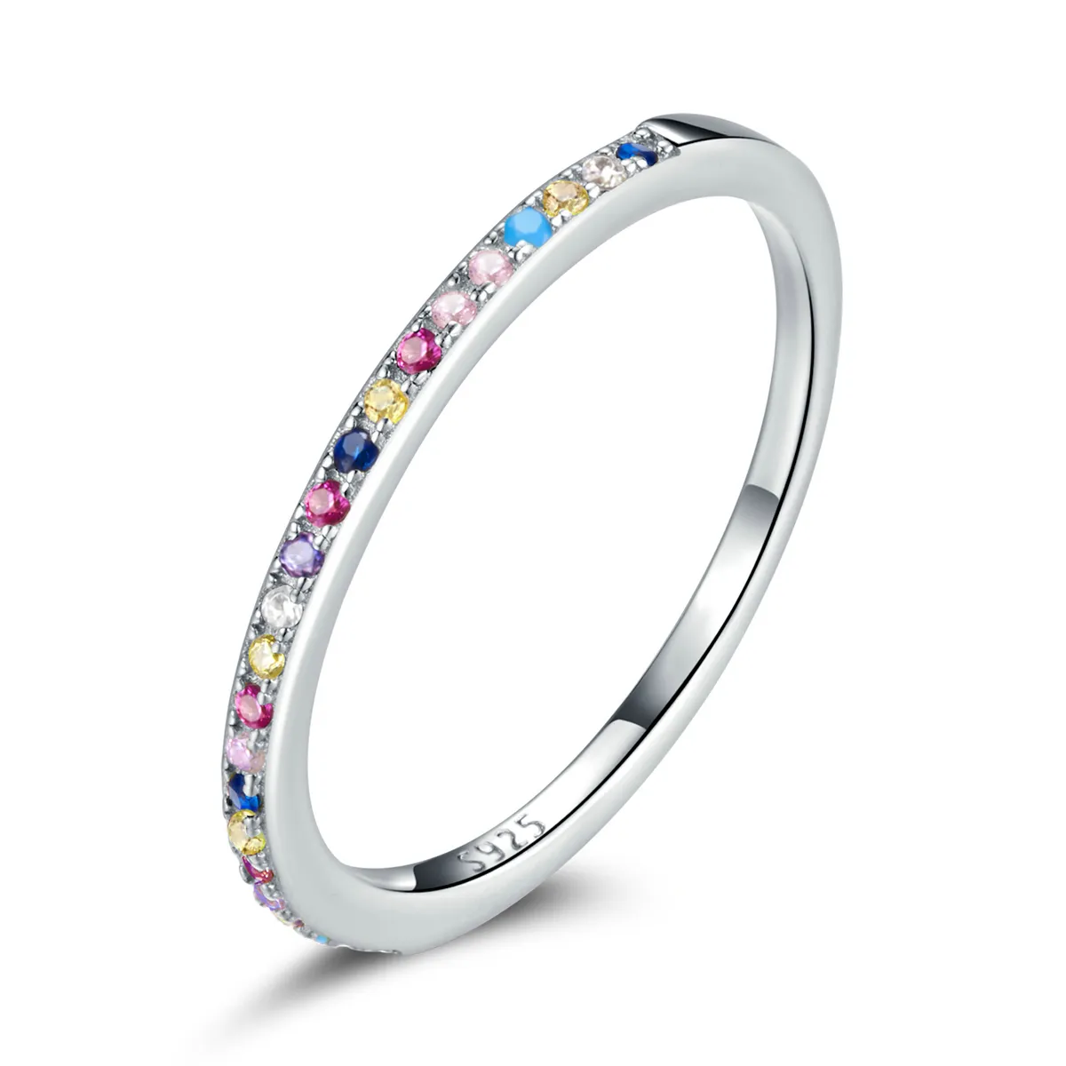 Inel cu halo colorat în stil Pandora - SCR740-CF, Reflecție autentică.